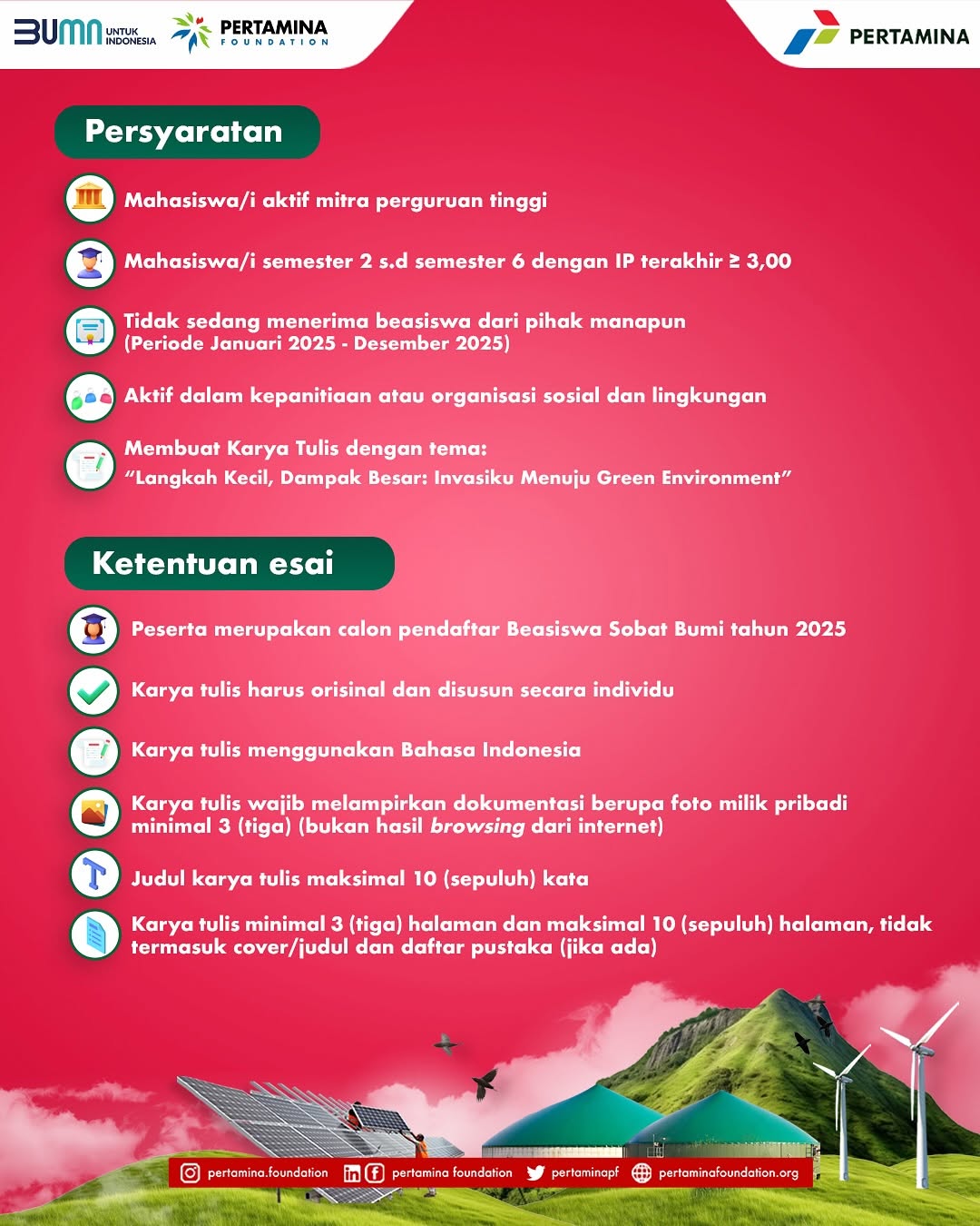 BEASISWA PERTAMINA FOUNDATION SOBAT BUMI 2025 HADIR DI UNIVERSITAS SAM RATULANGI