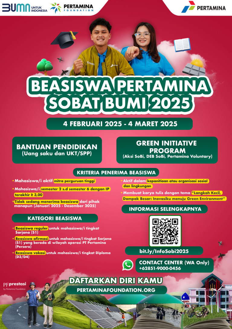BEASISWA PERTAMINA FOUNDATION SOBAT BUMI 2025 HADIR DI UNIVERSITAS SAM RATULANGI